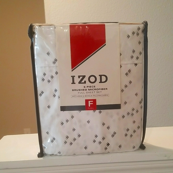 Izod | Bedding | 6pc Full Sheet Setwhite Wnavy Blue Fishes | Poshmark